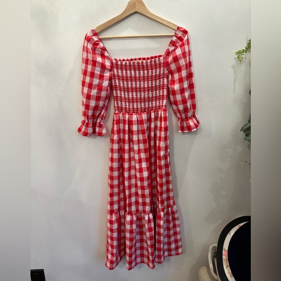 Dresses | New Red And White Checkered Print Midi Dress | Poshmark